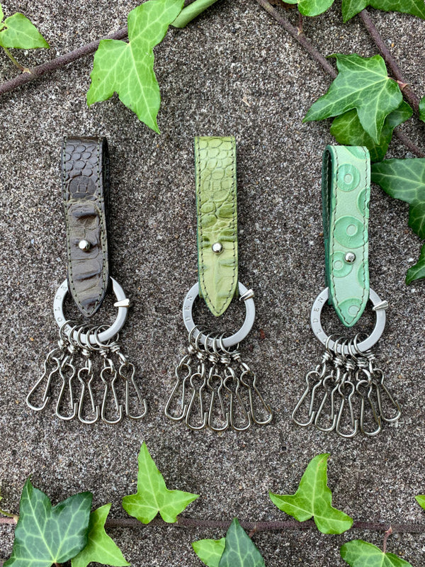 Limited Edition Holden 5-Ring Key Fob Green Mix - Holden Leathergoods